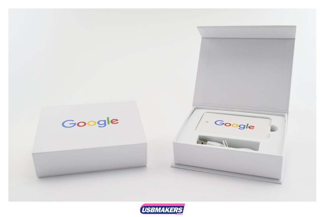 Logo Branded White Power Bank Magnetic Gift Box | USB Makers
